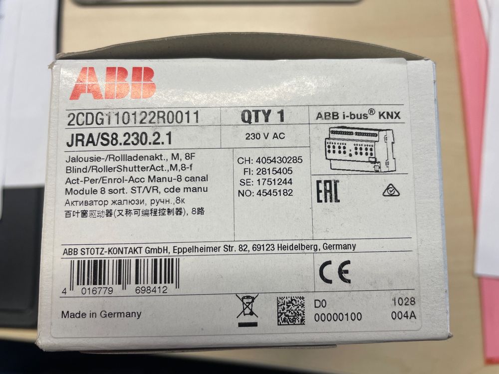 ABB KNX Jalousie-/Rolladenaktor JRA/S8.230.2.1 (Neu (gemäss ...