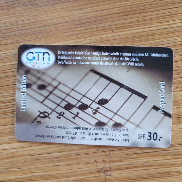 Carte Téléphonique GTN Télécom (Gebraucht) in Biel/Bienne für CHF 1 ...