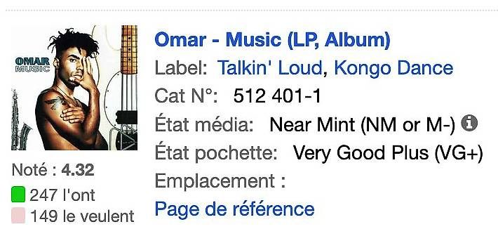 Omar - Music (LP, Album) (D'occasion) à St-Aubin-Sauges pour CHF 17 ...