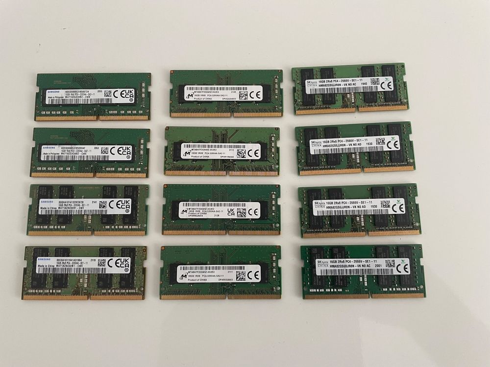 12x Ram 16GB DDR4 RAM ( Mta & SK hynix & Samsung ) (Gebraucht) in ...