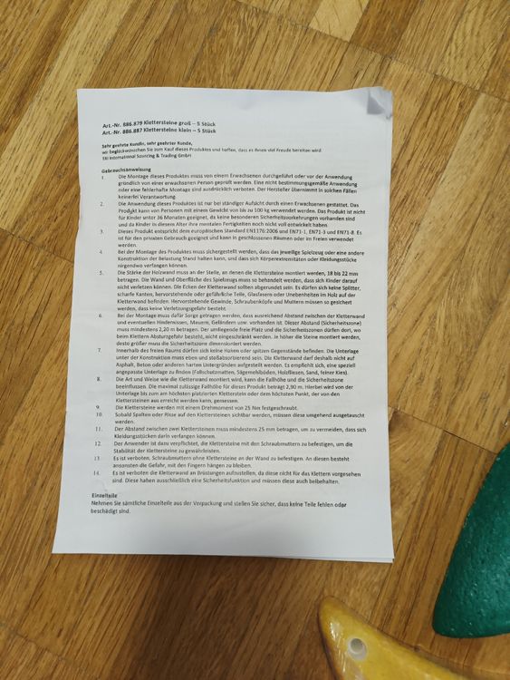 Klettergriffe 20 Stück - Set grosse und kleine Griffe (Neu (gemäss ...