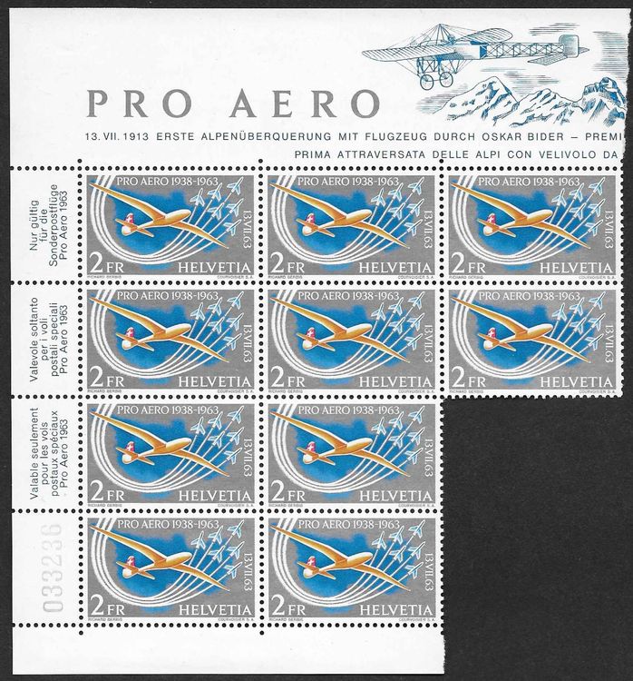 1963: Pro Aero Nr F46 Teilbogen mit 10 Marken ** (Gebraucht) in ...