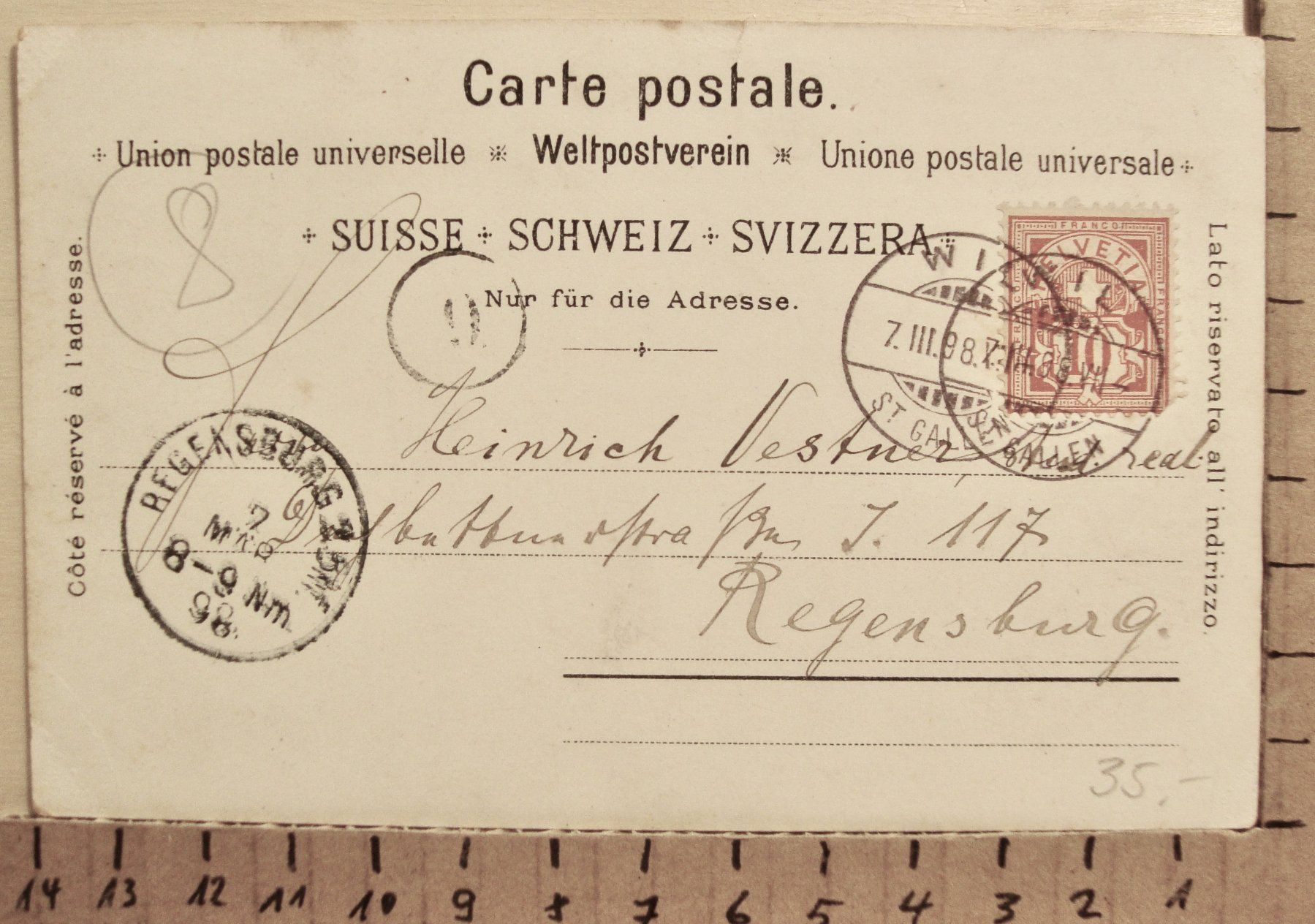 Alte Litho Gruss aus Wyl (Südseite) und Asyl 1898 (Gebraucht) in ...