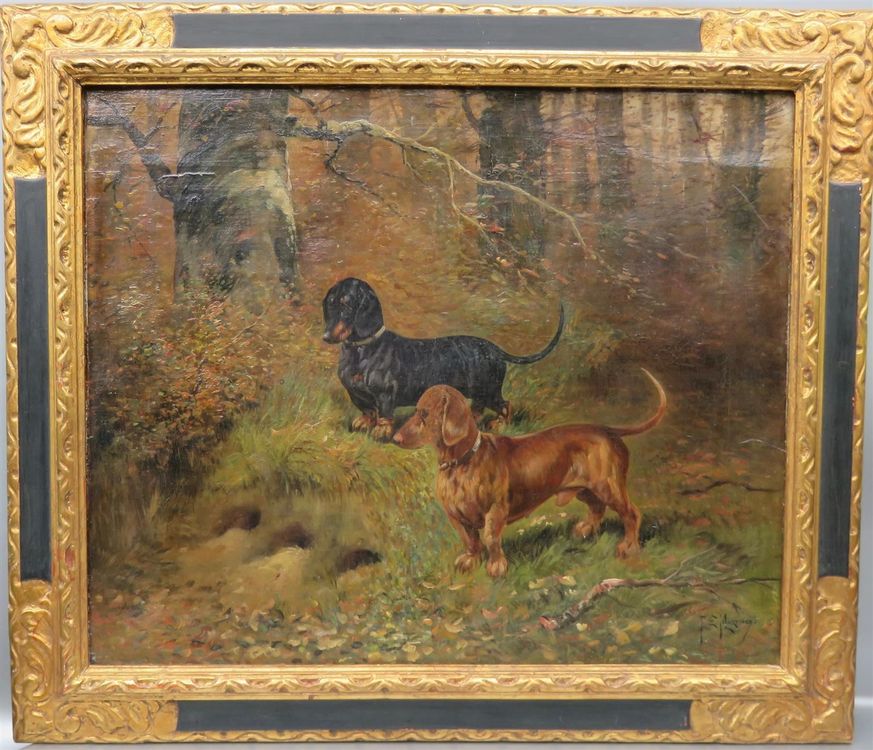 Jagdhunde F.E. Martinez, Öl auf Leinwand (Antik) in Murgenthal für CHF ...