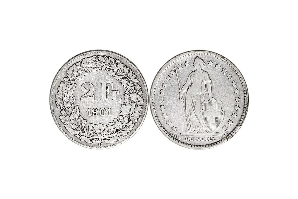 2 Franken von 1901, schön bis sehr schön. Start ab 1.-- (Gebraucht) in Kollbrunn für CHF 70 ...