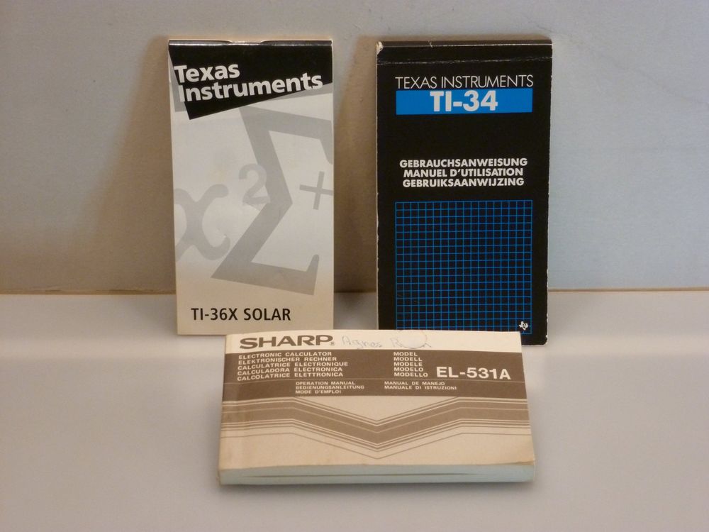 TI-34, TI-36X Solar und Sharp EL531A Bedienungsanleitungen (Gebraucht ...