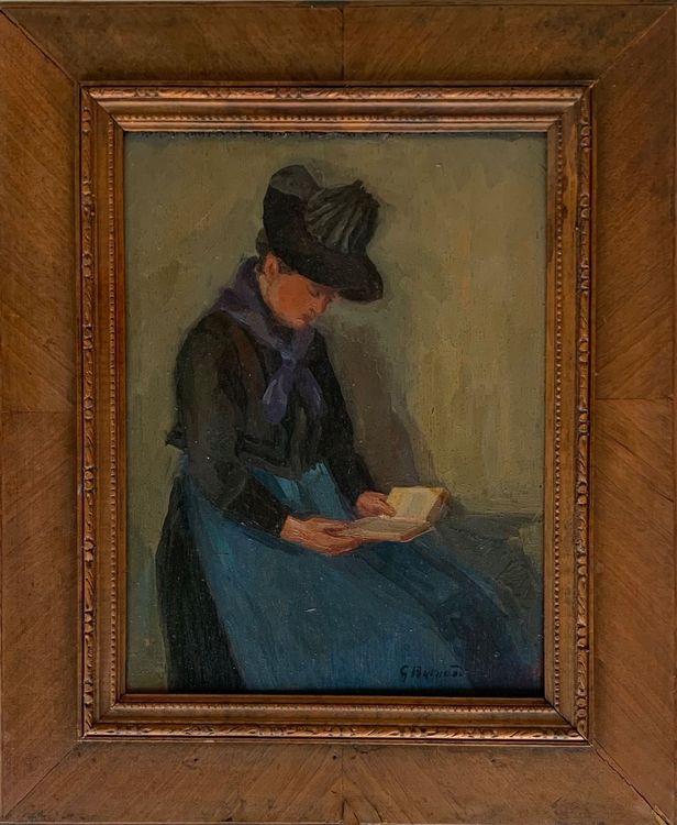 Antikes Gemälde Buch lesende Dame unleserlich Signiert (Gebraucht) in Root für CHF 375 – mit ...