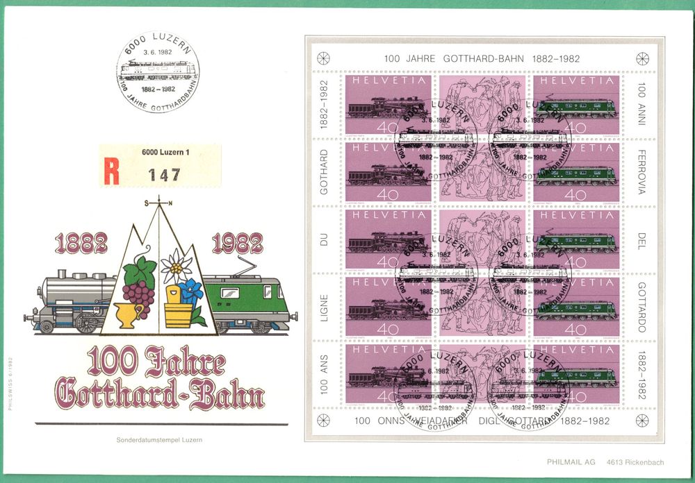 100 Jahre Gotthard - Bahn 1982 6000 Luzern philmail (Gebraucht) in Mellingen für CHF 1 – mit ...