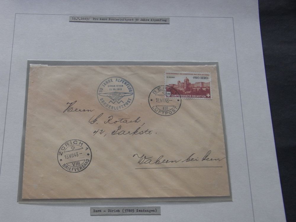Schweiz FL Pro Aero F 36 FDC 1943 Bern-Zürich | Kaufen auf Ricardo