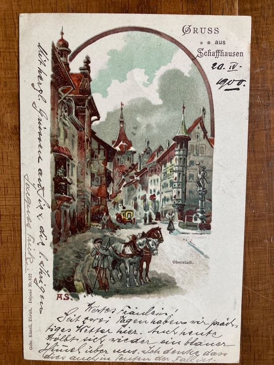 Postkarte „Gruss aus Schaffhausen“ gelaufen 1900 | Kaufen auf Ricardo