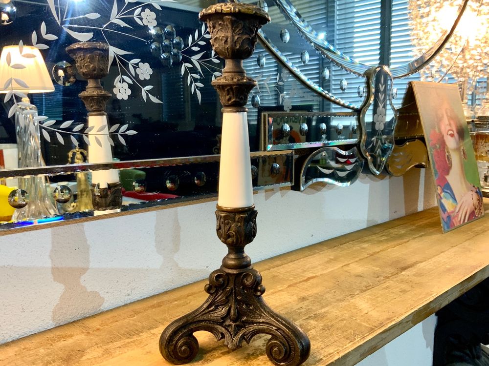 JUGENDSTIL KERZENHALTER ZINNGUSS MARMOR FRANKREICH UM 1900 | Kaufen auf Ricardo