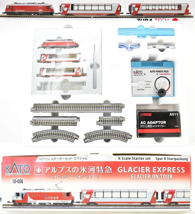 Kato10-006 Starter-Set Glacier Express RhB 3-tlg Spur N OVP (Gebraucht ...