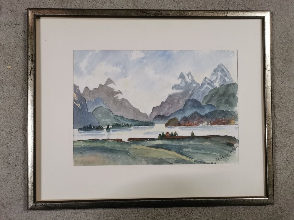 Gemälde B. Busse 83 ??? Berge und See Aquarelle | Kaufen auf Ricardo