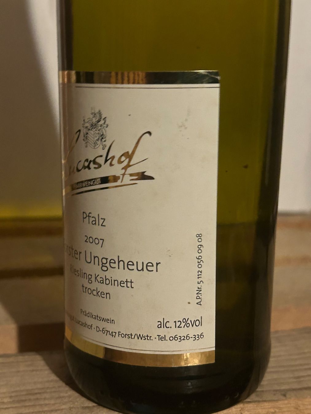 Lukashof Forster Ungeheuer 2007 Riesling Kabinett Pfalz (Neuf (Voir ...