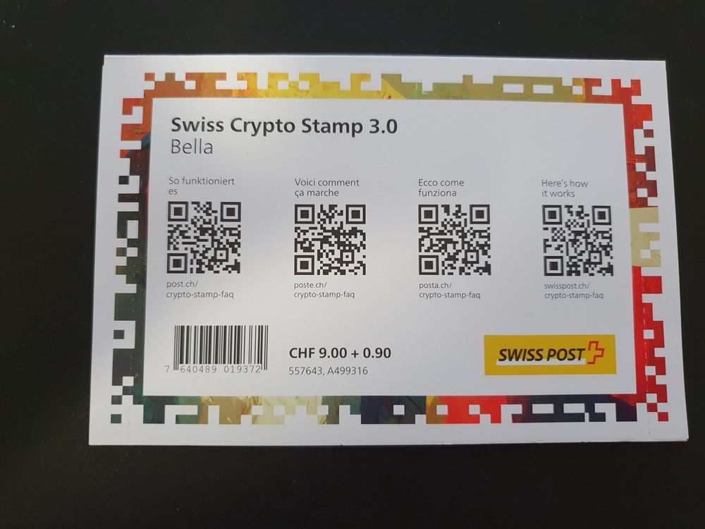 Swiss Crypto Stamp 3.0 ID 1 Bella | Kaufen auf Ricardo