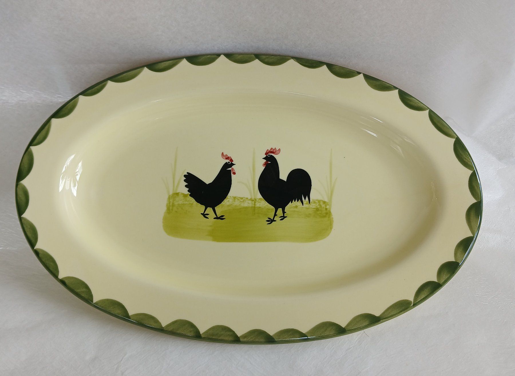 Zeller Keramik Servierplatte oval Hahn und Henne 33 (Gebraucht) in ...