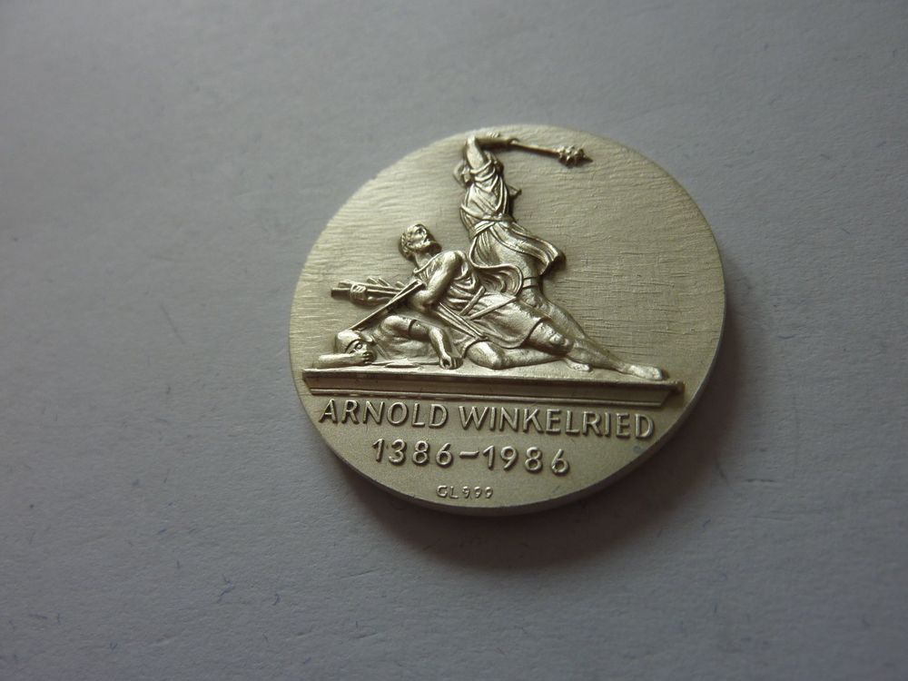 Silbermedaille : Arnold Winkelried , Schlacht bei Sempach (Neu (gemäss ...