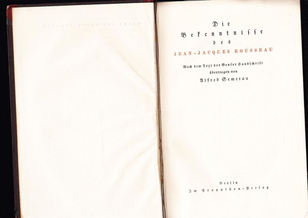 Alfred Semerau - Die Bekenntnisse des J.-J. Rousseau (Gebraucht) in Nunningen für CHF 9.9 – mit ...