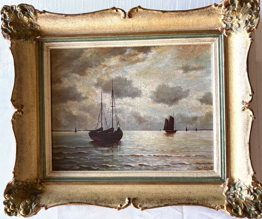 Hugo Weber, Zürich - Ölgemälde, Segelschiffe, 1950 (Gebraucht) in ...