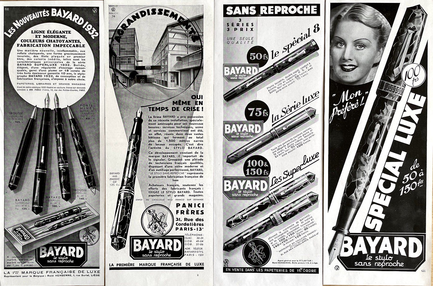Bayard Fülhalter - 4 alte Werbungen / Publicités 1931/37 (Gebraucht) in ...
