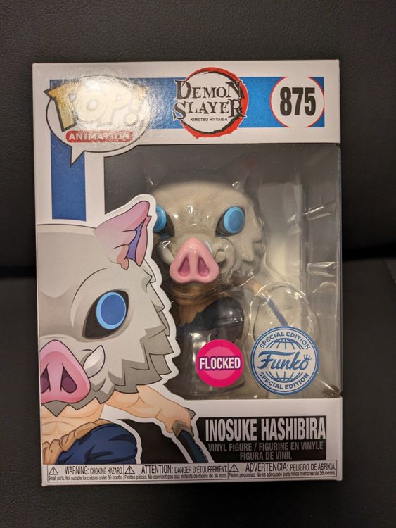 Funko Pop! Demon Slayer - Inosuke Hashibira #875 Flocked (Neu und ...