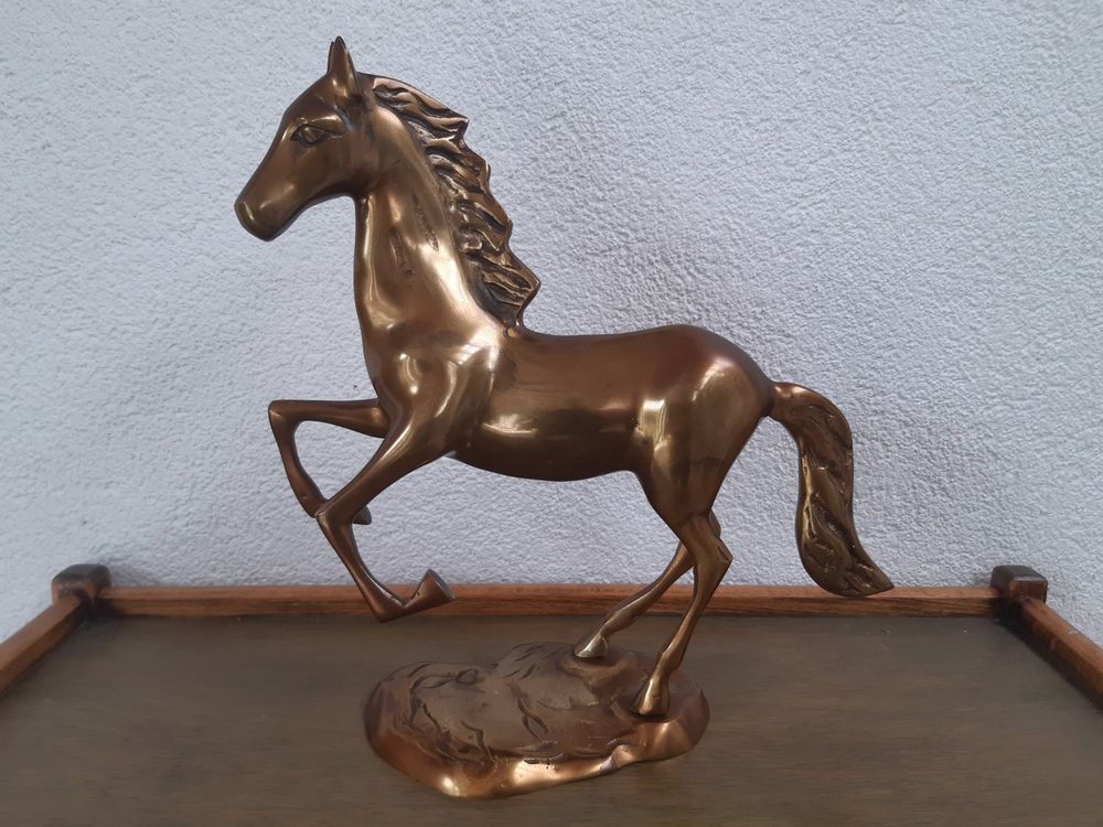 Magnifique Statue de Cheval en Laiton - 34x32 cm - 2.1 kg (D'occasion ...