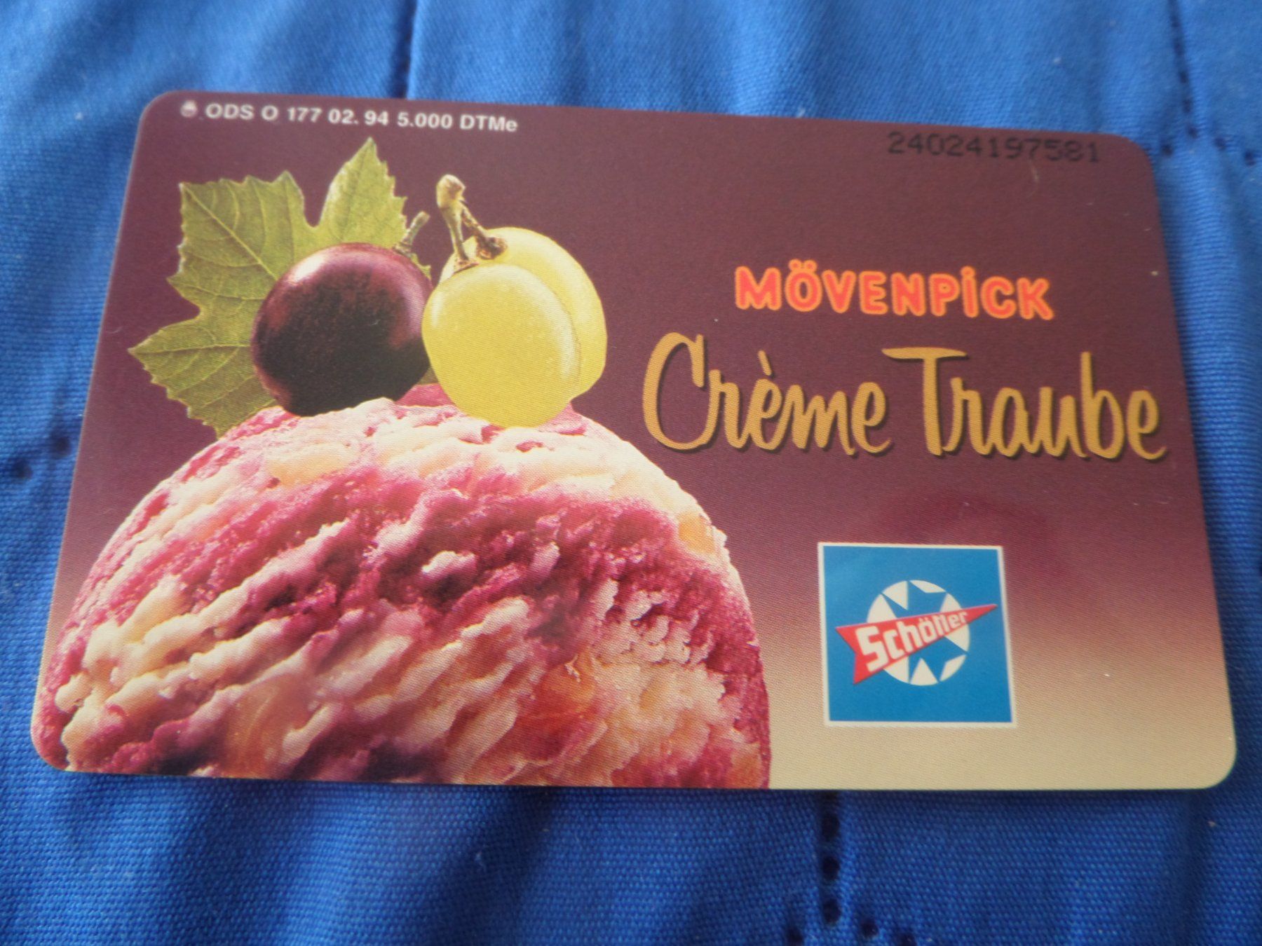 Mövenpick Crème Traube Glace Karte - Sehr Selten! Top! (52) (Neu ...