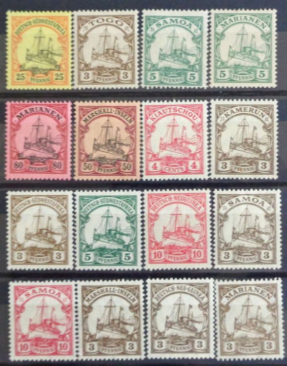 DEUTSCHE KOLONIEN: 16 Pfennig-Werte, * (Gebraucht) in Le Locle für CHF ...