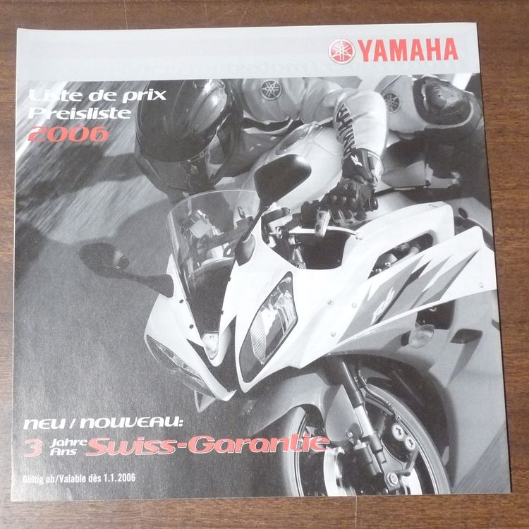 Yamaha Preisliste 2006 Motorrad CH Schweiz Prospekt (Neu (gemäss Beschreibung)) in Huttwil für ...