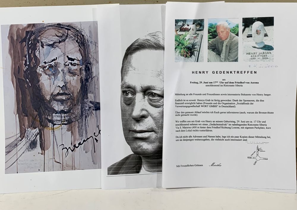 Henry Jaeger (1927 -2000 ) grosses Selbstbildnis Aquarell (Gebraucht ...