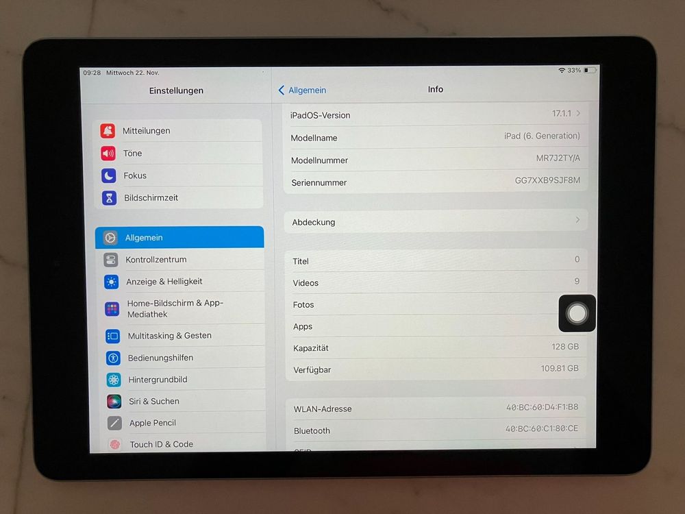 iPad 6.Generation WiFi / 128GB / Model A1893 (Gebraucht) in ...