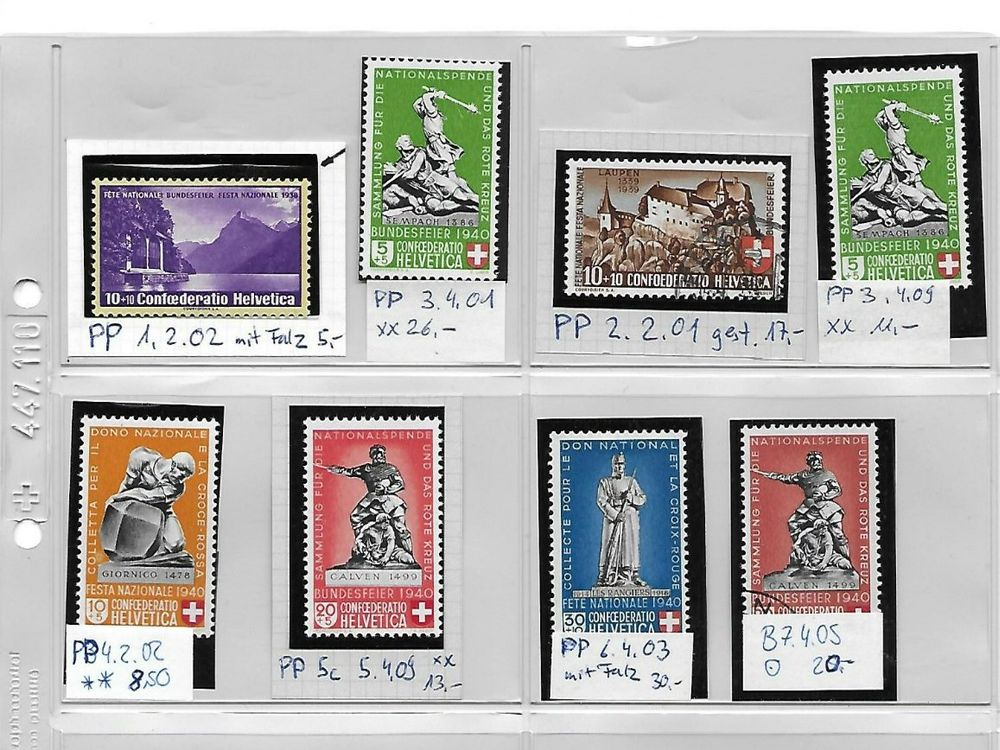 PP Abarten 1938 - 1940 **/Falz/gest. Kat: CHF 130.- | Kaufen auf Ricardo