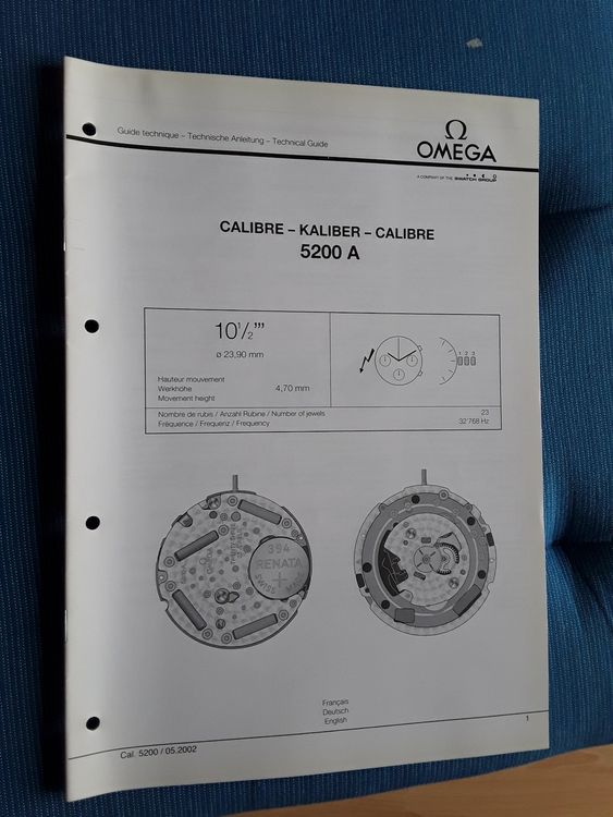 Omega Cal. 5200 A , technische anleitung (Gebraucht) in Biel/Bienne für ...