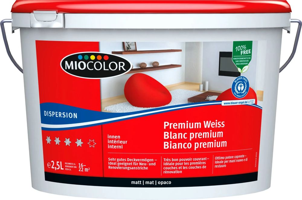 Weisse Farbe Miocolor Dispersion Premium Weiss 2.5 l (NEU) (Neu und ...