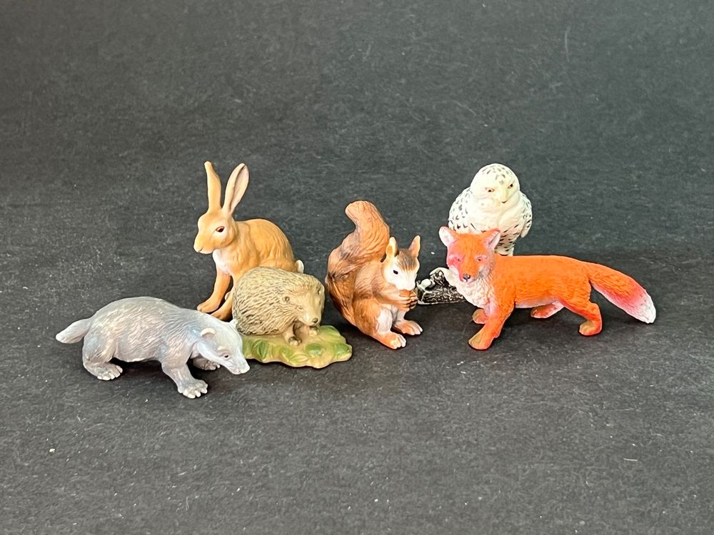 Schleich Waldtiere Fuchs Igel Hase Eichhörnchen Eule Dachs (Gebraucht ...