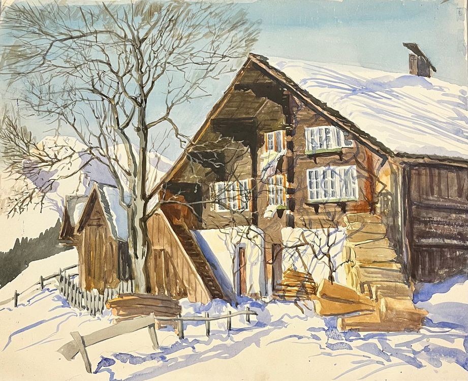 20. er Jahre Winterlandschaft Aquarell | Kaufen auf Ricardo