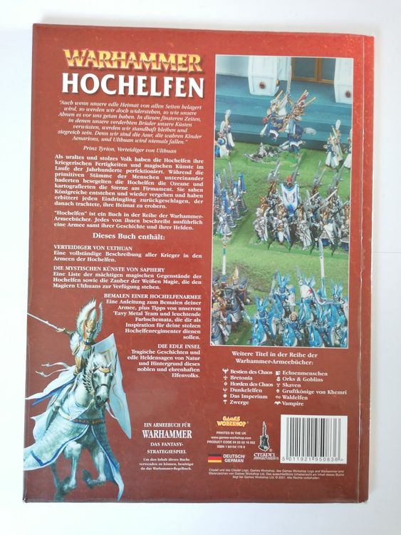 Warhammer Fantasy Hochelfen Armeebuch Codex 6. Edition 2001 (Gebraucht ...