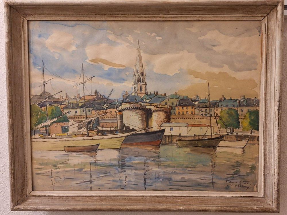 Aquarell St. Malo 1939 , signiert" Ruffio" (Achille Ruffio) (Gebraucht ...