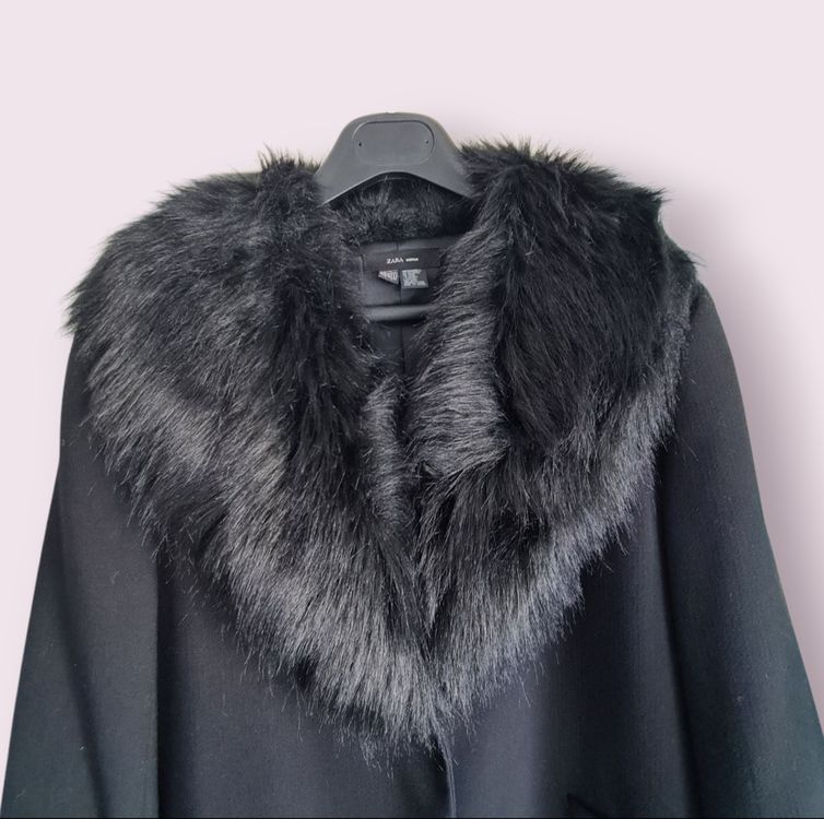 Manteau mi-saison noir, col fourrure Zara - Taille 42 EUR (Gebraucht ...