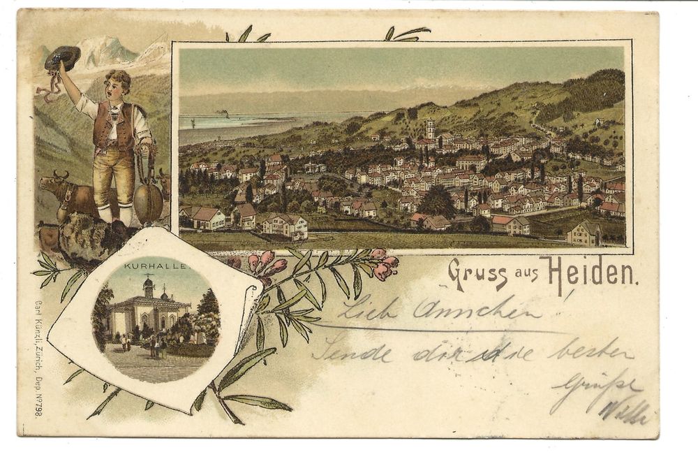 Gruss aus Heiden (AR) Kurhalle - uralte Litho Rheineck 1897 (Gebraucht) in Engelburg für CHF 18. ...