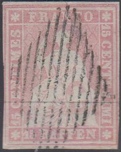 1857 15 Rp.r'karmin/24F - zarte "Raute", vollrandig/berührt (Gebraucht ...