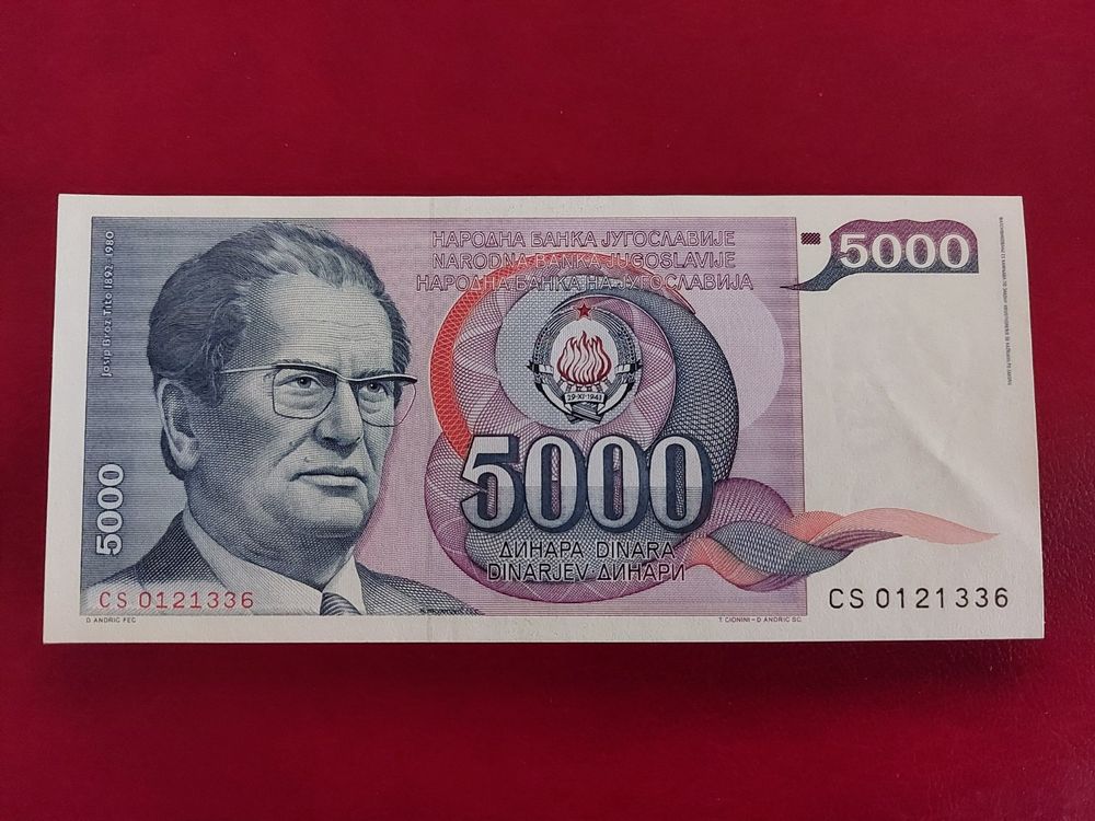 Jugoslawien 5000 Dinara 1985 (Gebraucht) in Urtenen-Schönbühl für CHF 1 ...