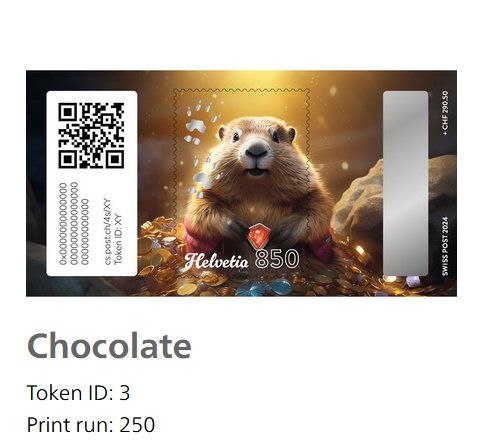 Swiss Crypto Stamp 4.0 Token ID 3 Schokolade Special Edition (Neu und originalverpackt) in ...
