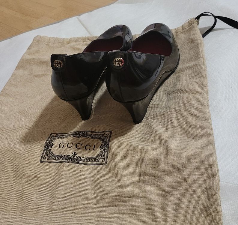 Escarpins compensés Gucci, cuir verni noir, 36C( action) | Kaufen auf ...