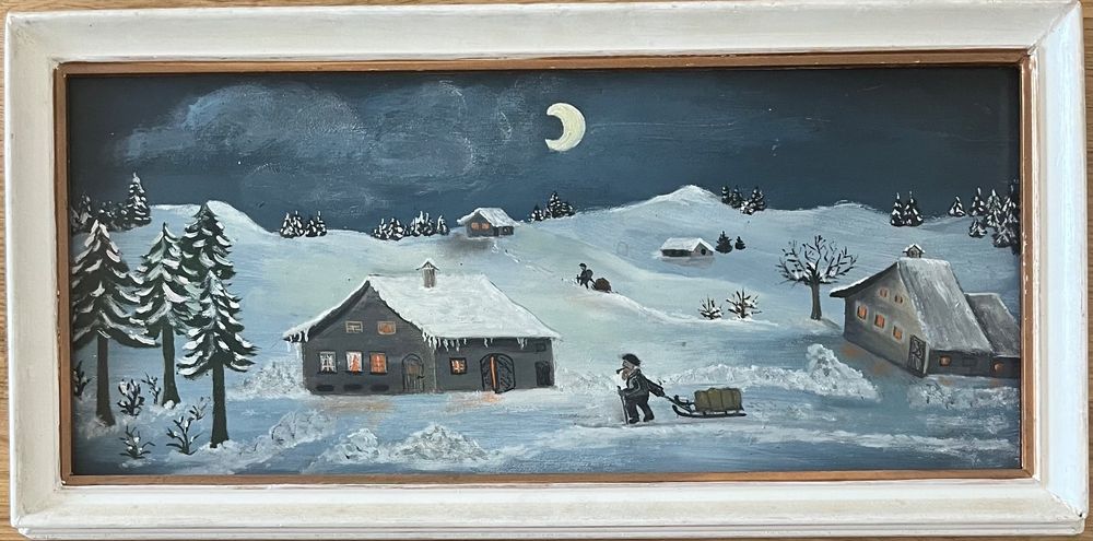 70.er Jahre Winterabend Szene Gemälde von Jenny Meier (Gebraucht) in ...