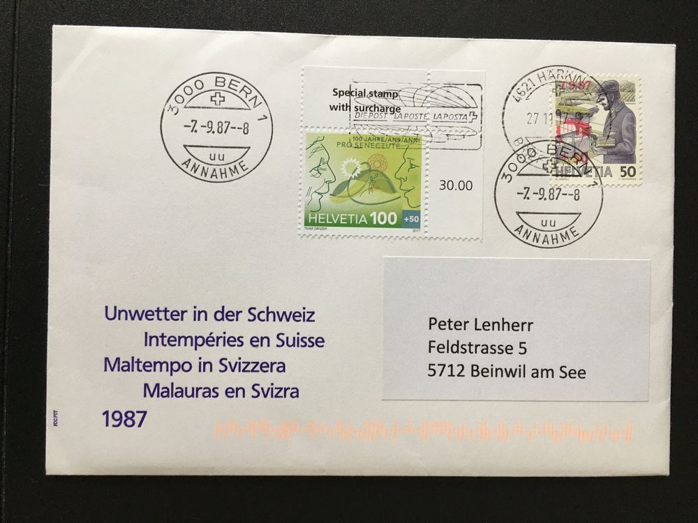 FDC Unwetter Schweiz 1987 + 100 Jh Pro Senectute 2017 UNIKAT | Kaufen auf Ricardo