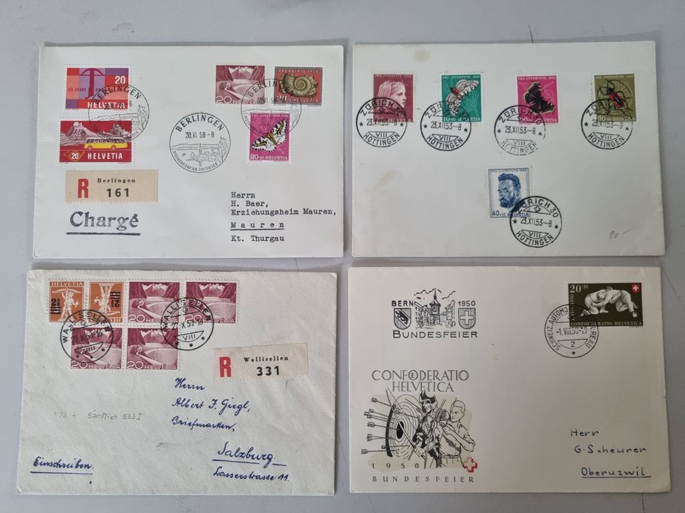 8 verschiedene CH Briefe, teils interessante Frankatur (Gebraucht) in ...
