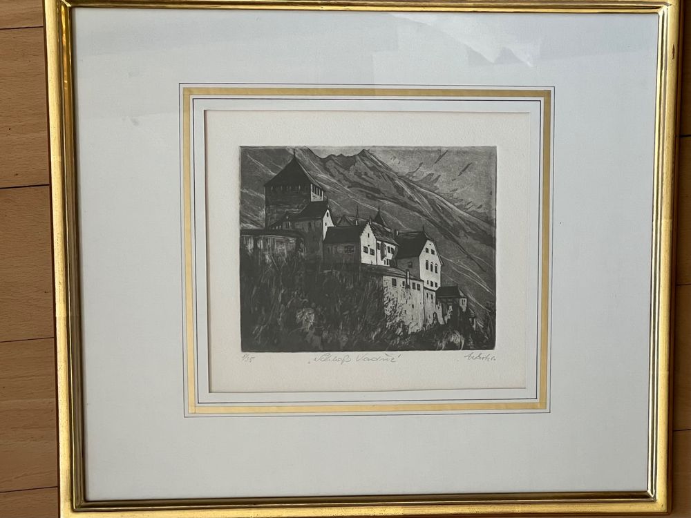 Schöne Radierung Schloss Vaduz nummeriert und signiert (Gebraucht) in Vaduz für CHF 50 – mit ...