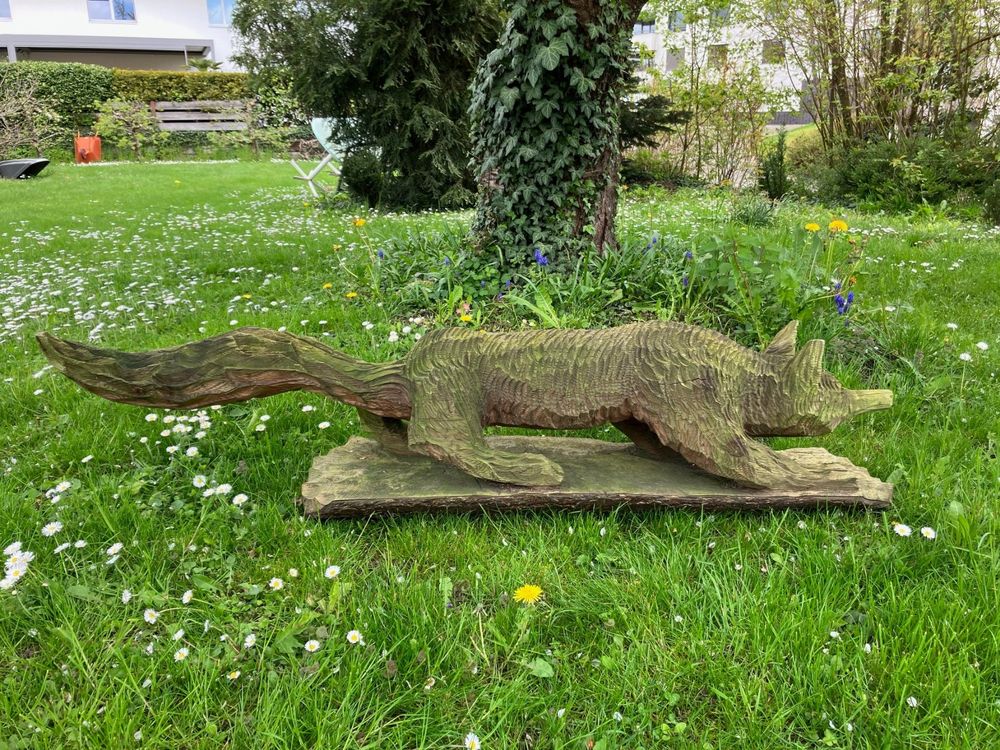 Grosse Skulptur Fuchs Holz massiv | Kaufen auf Ricardo