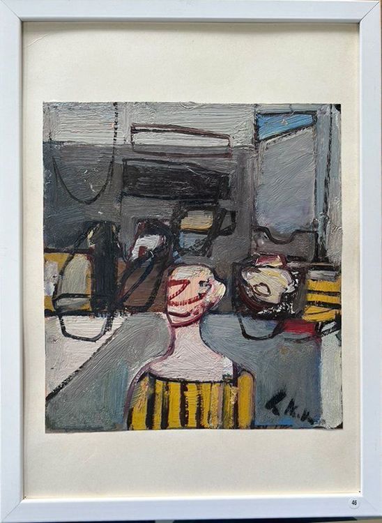 Walter Emil Müller. Guillotine, 1946. Öl auf Papier (Gebraucht) in Zumikon für CHF 100 – mit ...